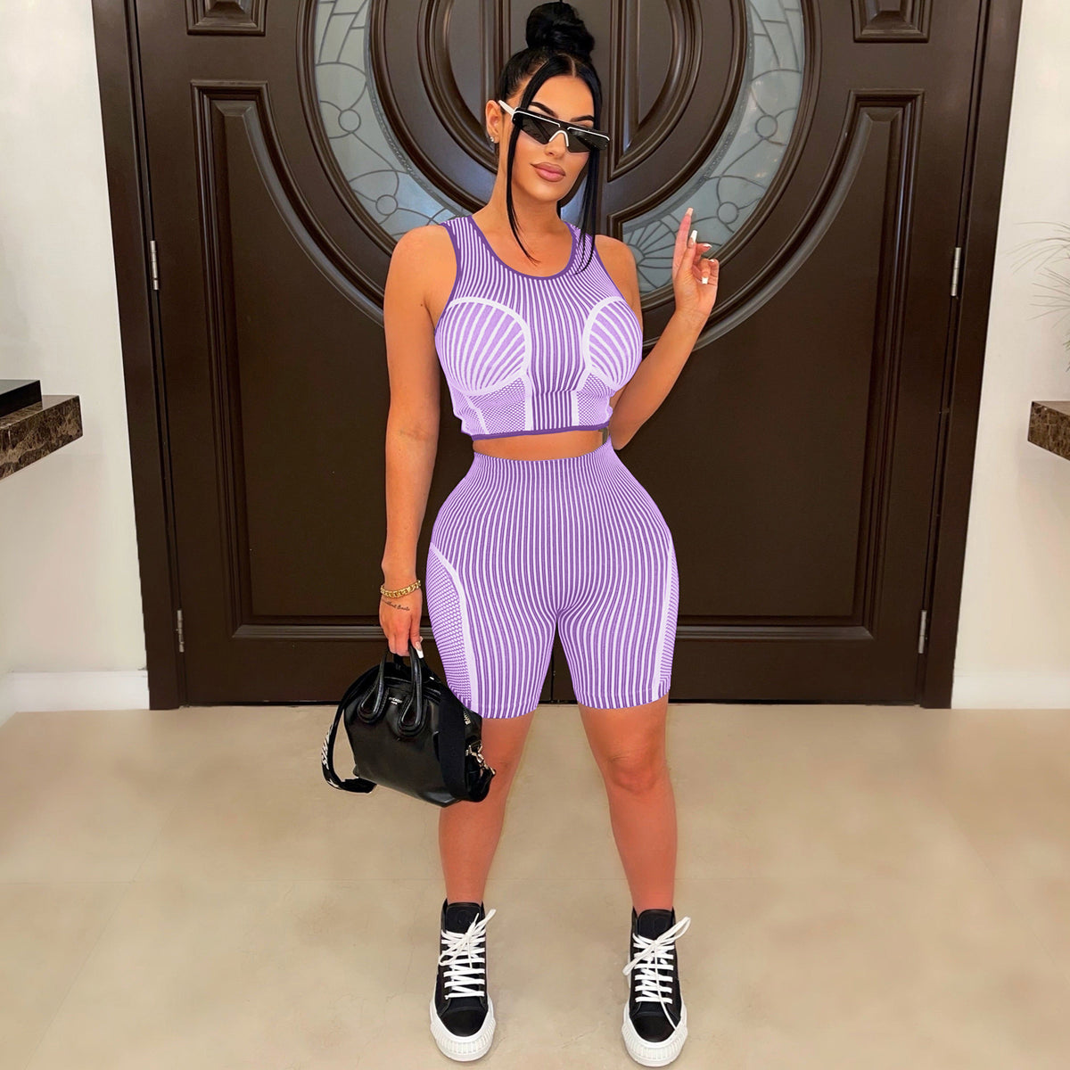 Fashion print slim sports vest casual suit AY2678 – AphroditeWholesales