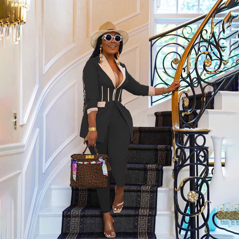 New color blocking suit two-piece set（AY2416） – AphroditeWholesales